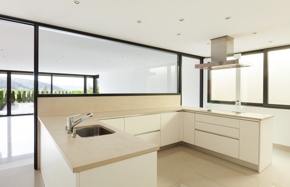 Integrated C and L Handles: No door pulls Kitchen Cabinet Design Solution