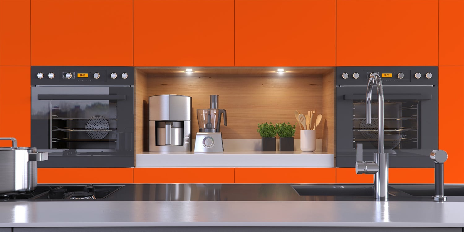 Energizing Spaces: RAL 2017 RAL Orange in Kitchen and Bathroom Cabinets
